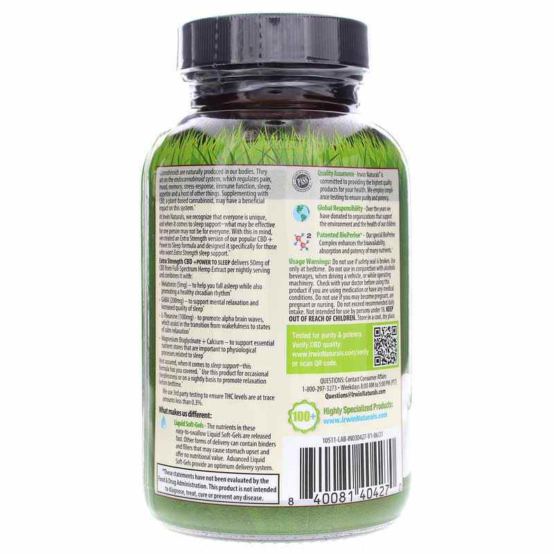 Extra Strength CBD + Power to Sleep, Irwin Naturals – Professional ...