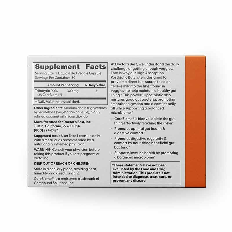 High Absorption Postbiotic Butyrate, Doctors Best – Professional ...