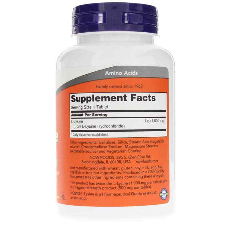 L-Lysine Tablets 1000 Mg Double Strength, NOW Foods – Professional ...