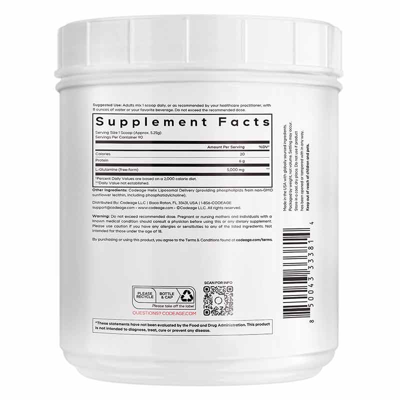 Liposomal L-Glutamine+ Powder, Codeage – Professional Supplement Center