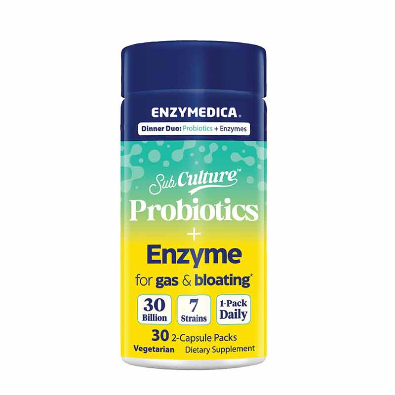 SubCulture Probiotics + Enzymes for Gas & Bloating, Enzymedica ...