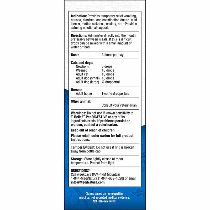 T-Relief Pet Digestive Oral Drops, MediNatura – Professional Supplement ...