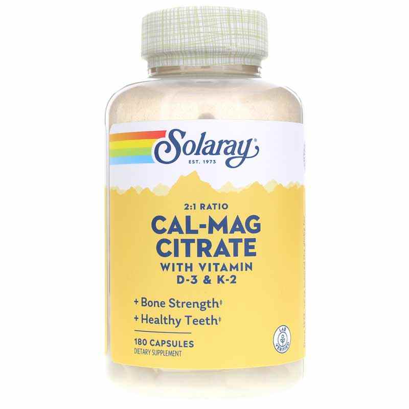 Cal-Mag Citrate 2:1 Ratio plus Vitamins D-3 & K-2, Solaray