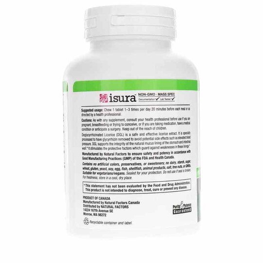 DGL Deglycyrrhizinated Licorice Root Extract Chewable, Natural Factors