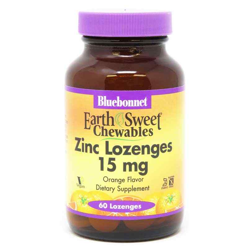 Earth Sweet Chewable Zinc 15 Mg Lozenges, Bluebonnet