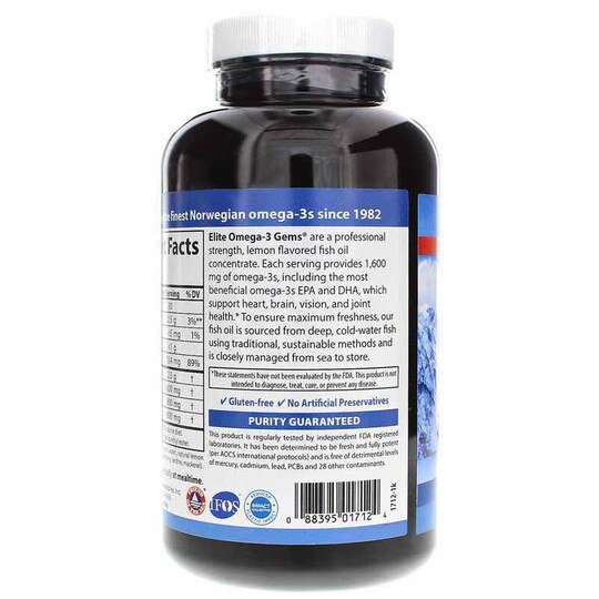 Elite Omega-3 Gems 1600 Mg with Natural Lemon Flavor, Carlson Labs