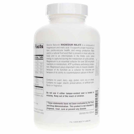 Magnesium Malate Capsules, Source Naturals