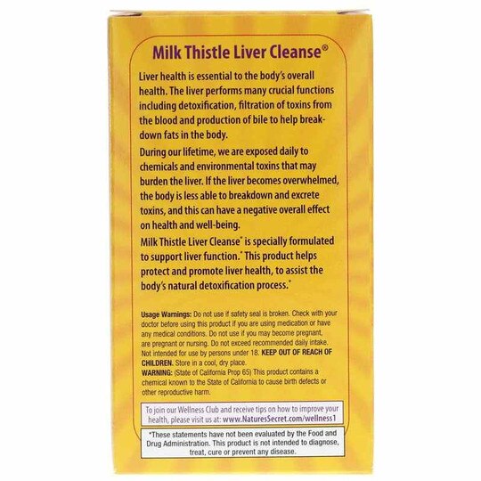 Milk Thistle Liver Cleanse Tablets Natures Secret