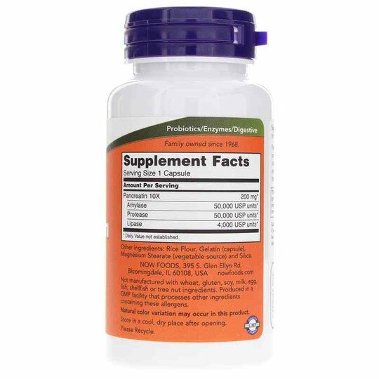 Pancreatin 10X 200 Mg, NOW Foods