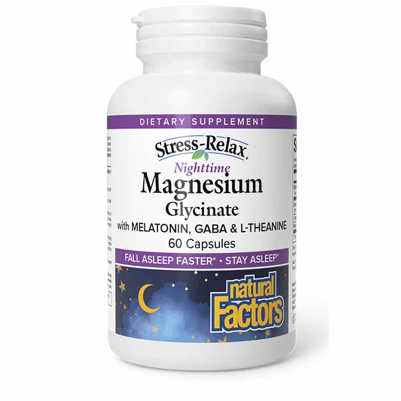 Stress-Relax Nighttime Magnesium Glycinate, Natural Factors