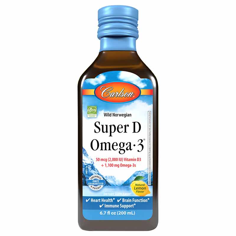 Super D Omega-3 with 2000 IU Vitamin D3 + 1100 Mg Omega-3s, Carlson Labs