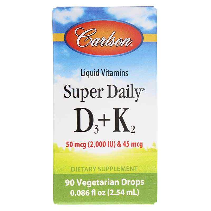 Super Daily D3 + K2 Liquid (2,000 IU/45 Mcg), Carlson Labs