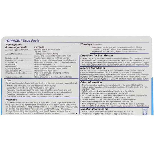 Topricin Pain Relief Cream, Topical Biomedics