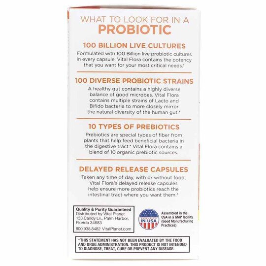 Vital Flora Advanced Biome Probiotic + Prebiotics 100 Billion CFU Shelf ...