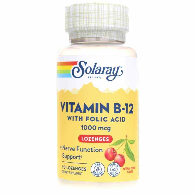 Vitamin B-12 with Folic Acid 1000 Mcg Cherry, Solaray